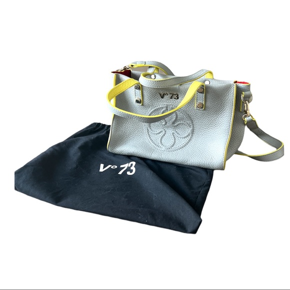 V73 | Bags | V73 Venezia Grey And Yellow Leather Shoulder Bag Never ...